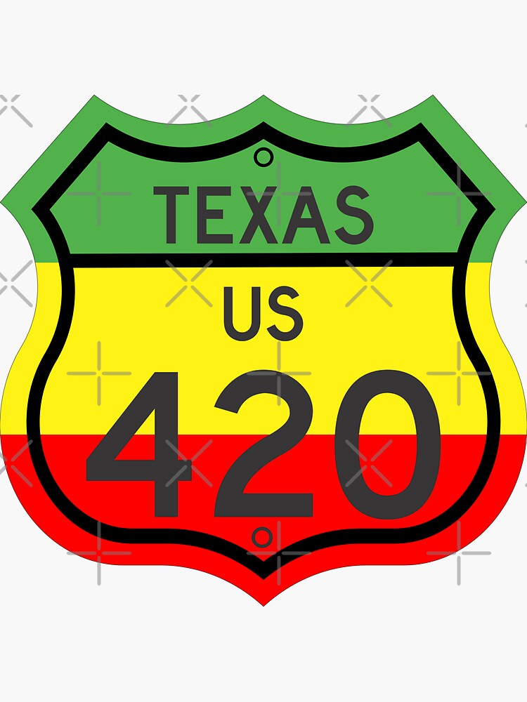 "Texas Highway 420 in Rasta Colours" Sticker for Sale by Kiwidom ...