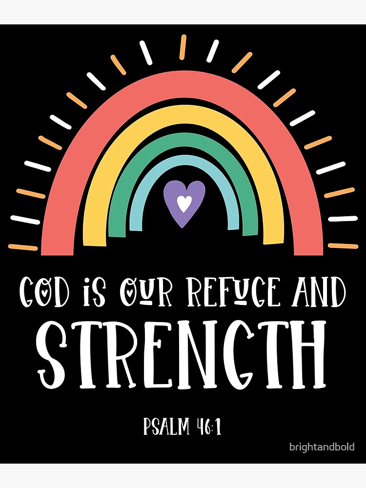 "Boho Rainbow Bible Verse God Is Our Refuge And Strength Psalm 46:1 ...