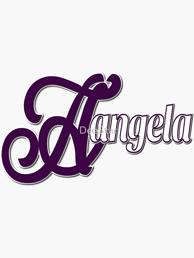 Pegatina «Angela Nombre en morado y blanco» de DeeStar | Redbubble