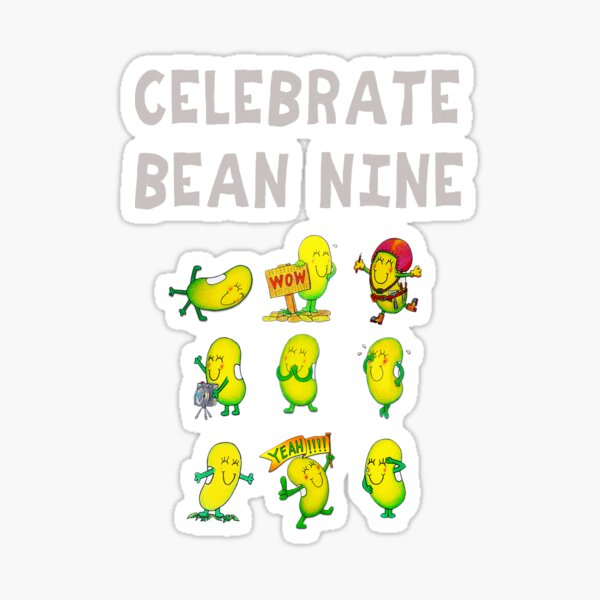 "Happy 9th Birthday card - Celebrate Bean Nine" Sticker by ...