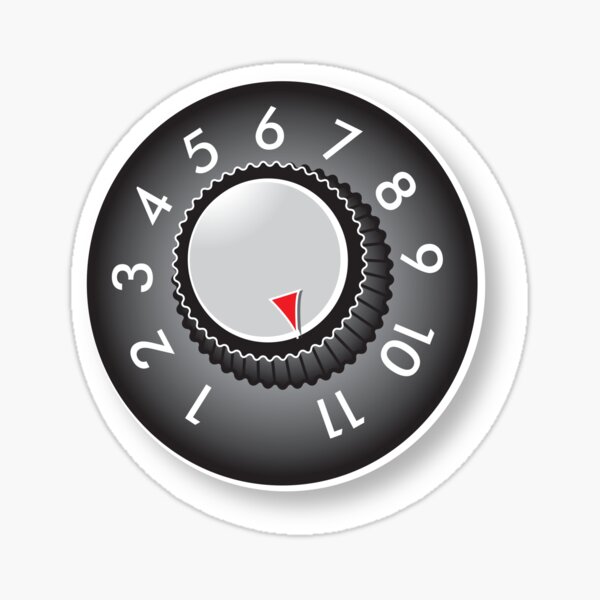 "Guitar Amp Volume Knob Goes To Eleven 11 Heavy Metal Music" Sticker ...