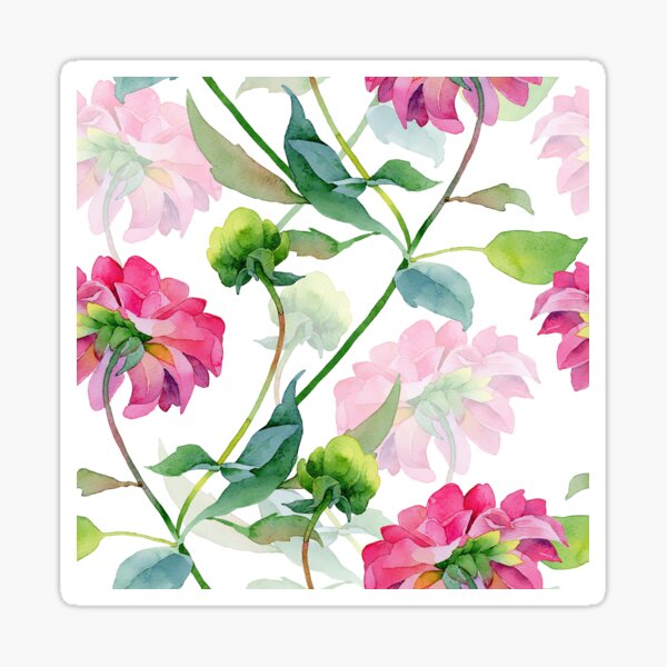 "Beautiful Ping Flowers Watercolors Illustration" Sticker for Sale by ...