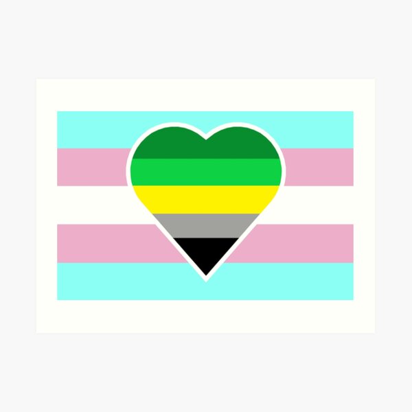 "Transgender Pride Flag with Aromantic Heart (Yellow-Stripe Variant ...