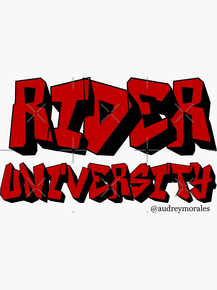 "RIDER UNIVERSITY " Sticker for Sale by audreymorales | Redbubble