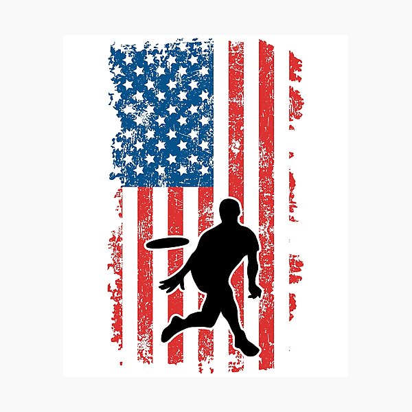 "Disc Frisbee Player mit amerikanischer Flagge" Fotodruck von ...
