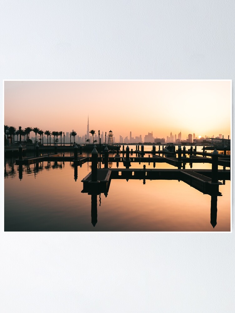 "Dubai Creek Harbour Sunset with Skyline in background." Poster by ...
