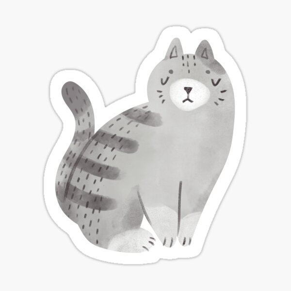 "grey cute cat sticker" Sticker by makinru | Redbubble