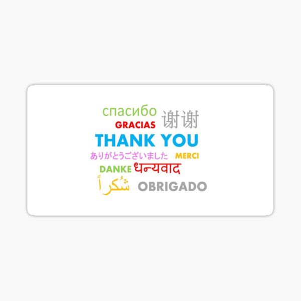 "Thank You in many languages" Sticker for Sale by Teeplace | Redbubble