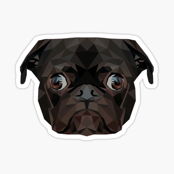 "Black Pug low poly art" Sticker for Sale by kingswag | Redbubble