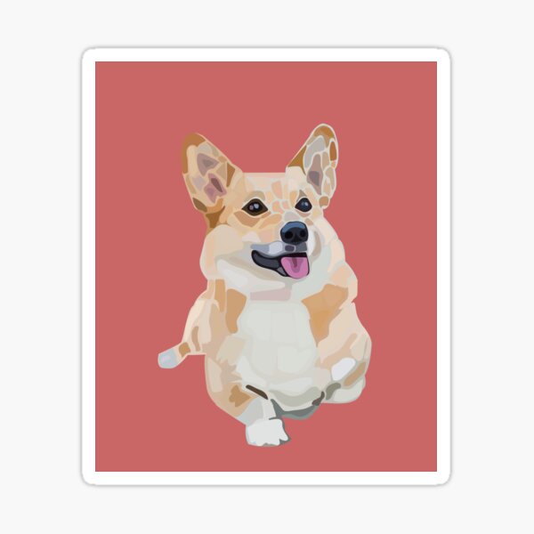 "Corgi Sticker with Background" Sticker by kflarson | Redbubble