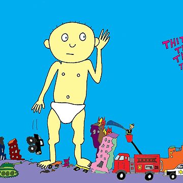 "Big Giant Baby destroys the city!" Sticker for Sale by babychoochoo ...