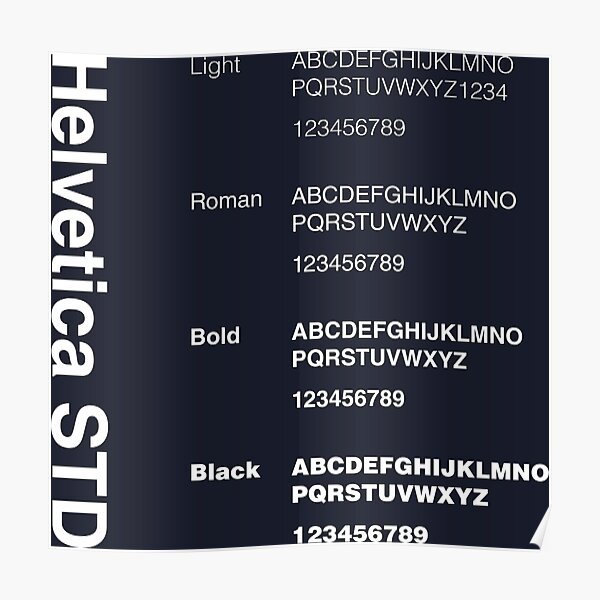"Helvetica STD Font" Poster for Sale by Josh-Tyers | Redbubble