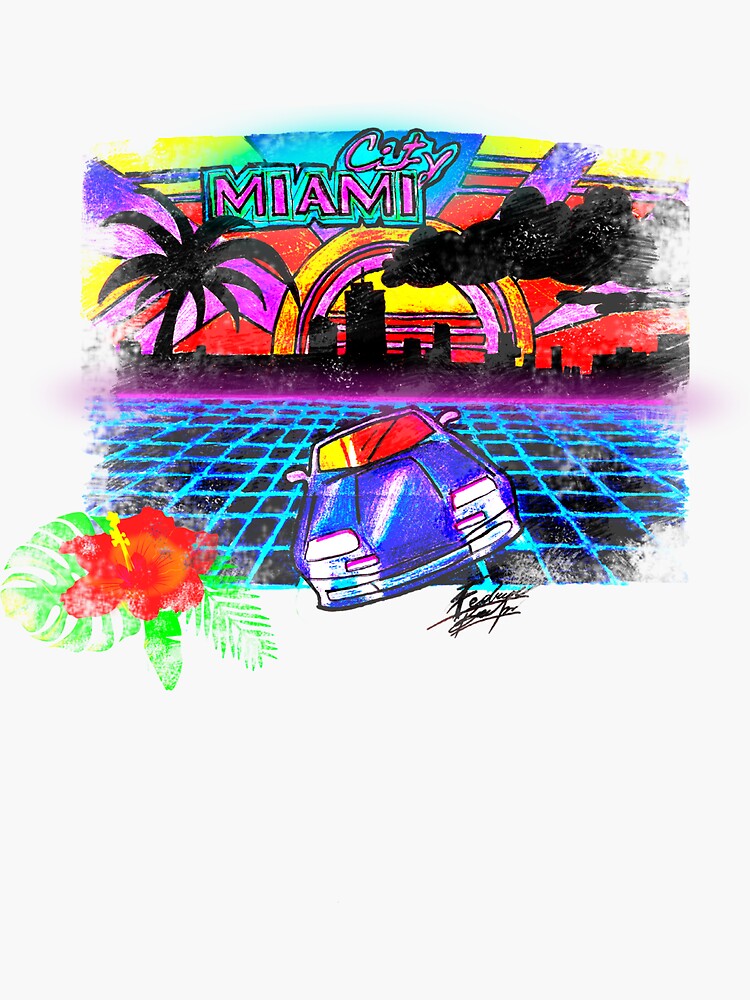 "Miami Night" Sticker by Federstratocast | Redbubble