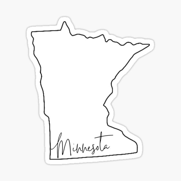 "Minnesota Cursive State Outline" Sticker by cydneyabel | Redbubble