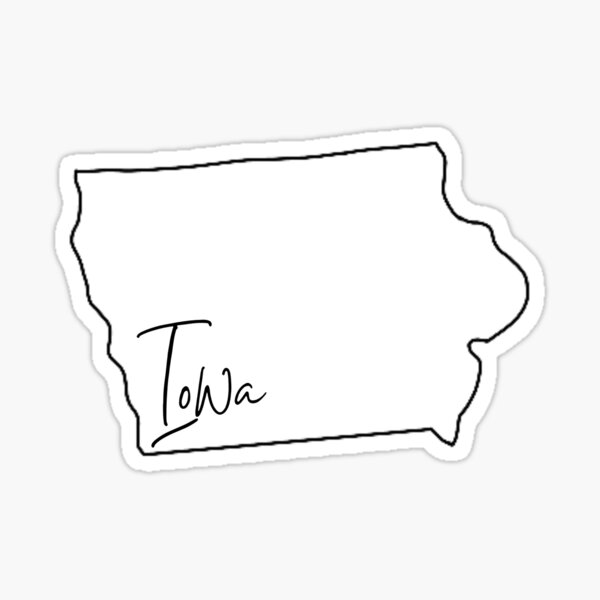 "Iowa Cursive State Outline" Sticker by cydneyabel | Redbubble