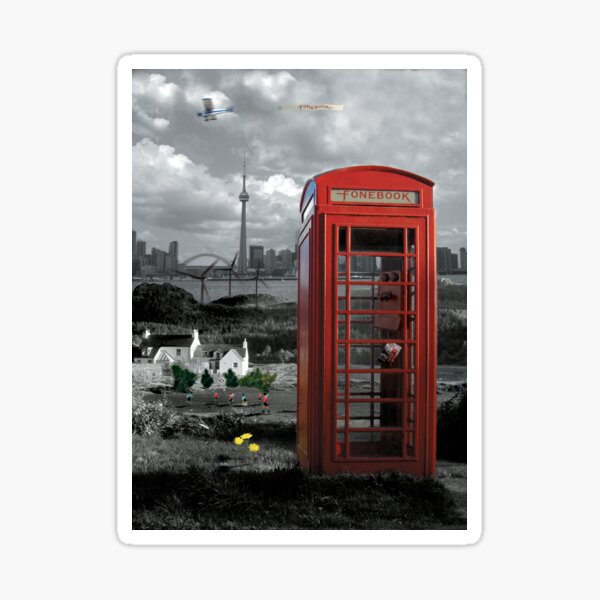 "London Calling with Classic British Fonebooth - BW & Color" Sticker ...
