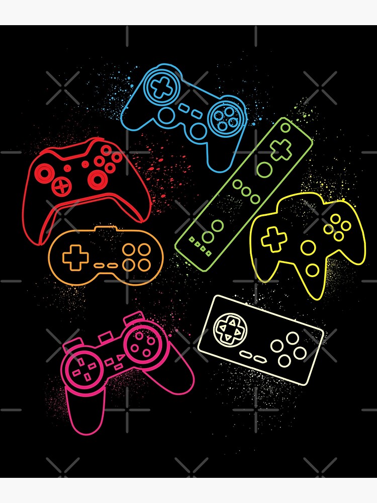 "Retro Game Controller Collage Video Gamer Design" Poster for Sale by ...