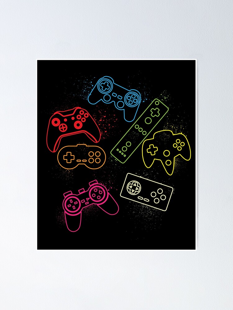 "Retro Game Controller Collage Video Gamer Design" Poster for Sale by ...