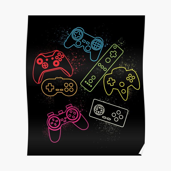 "Retro Game Controller Collage Video Gamer Design" Poster for Sale by ...