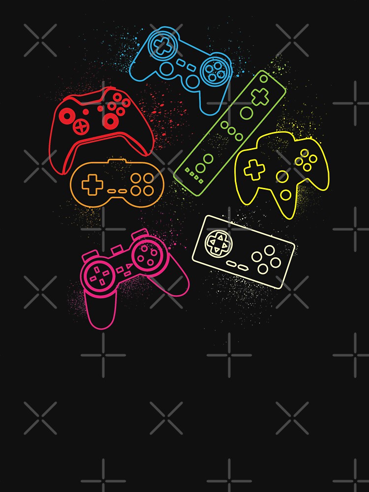 "Retro Game Controller Collage Video Gamer Design" T-shirt for Sale by ...