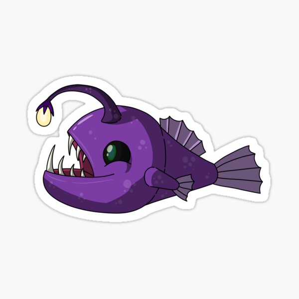 "Cute Cartoon Angler Fish" Sticker for Sale by Miles-Summers | Redbubble