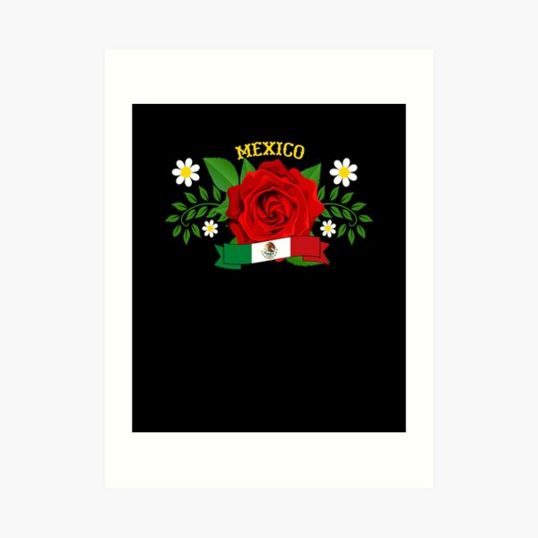 "Mexico Red Rose T-shirt - Cute red rose Mexican flag T-shirt" Art ...