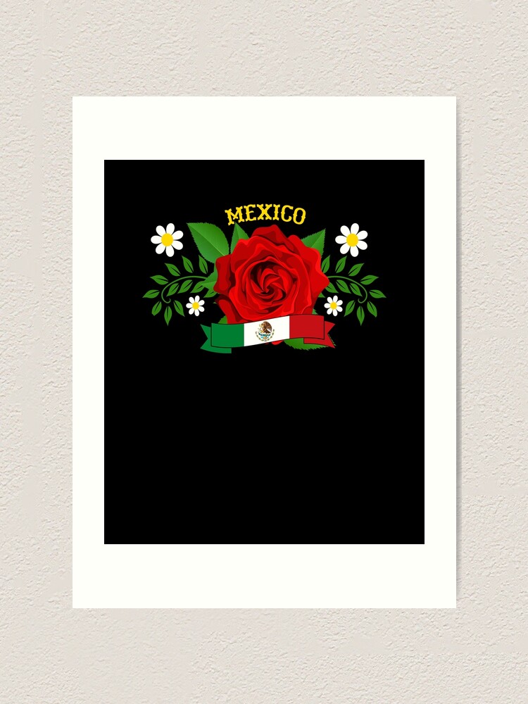 "Mexico Red Rose T-shirt - Cute red rose Mexican flag T-shirt" Art ...