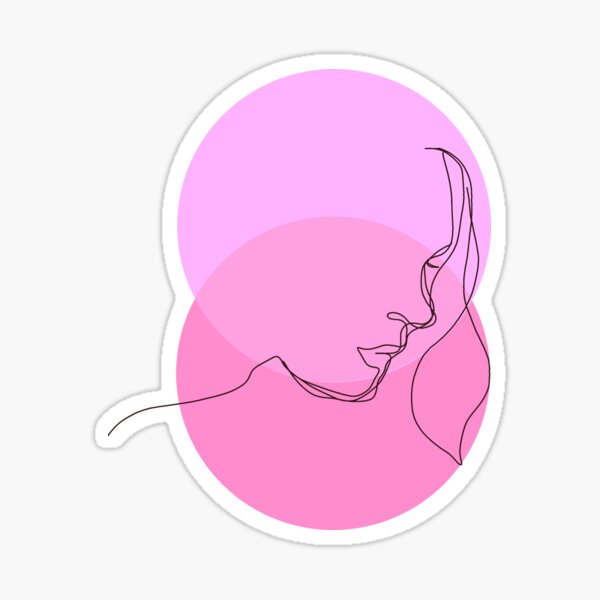 "pink single line portrait" Sticker by emhoose | Redbubble
