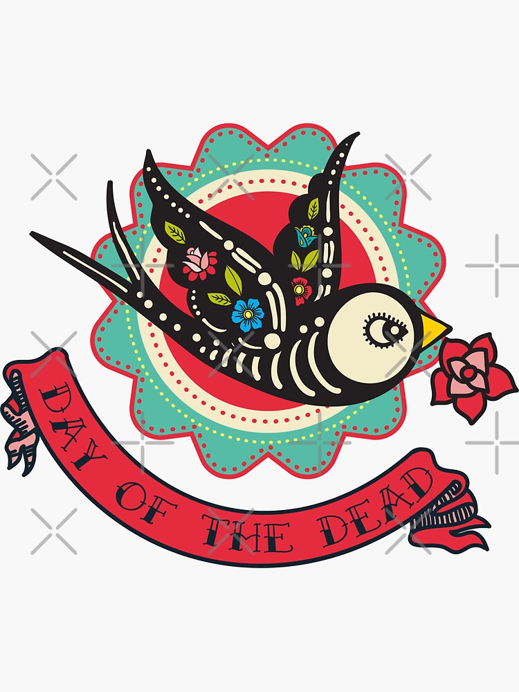 "Day of the Dead Sugar Skull Bird" Sticker by Mexikawaii | Redbubble