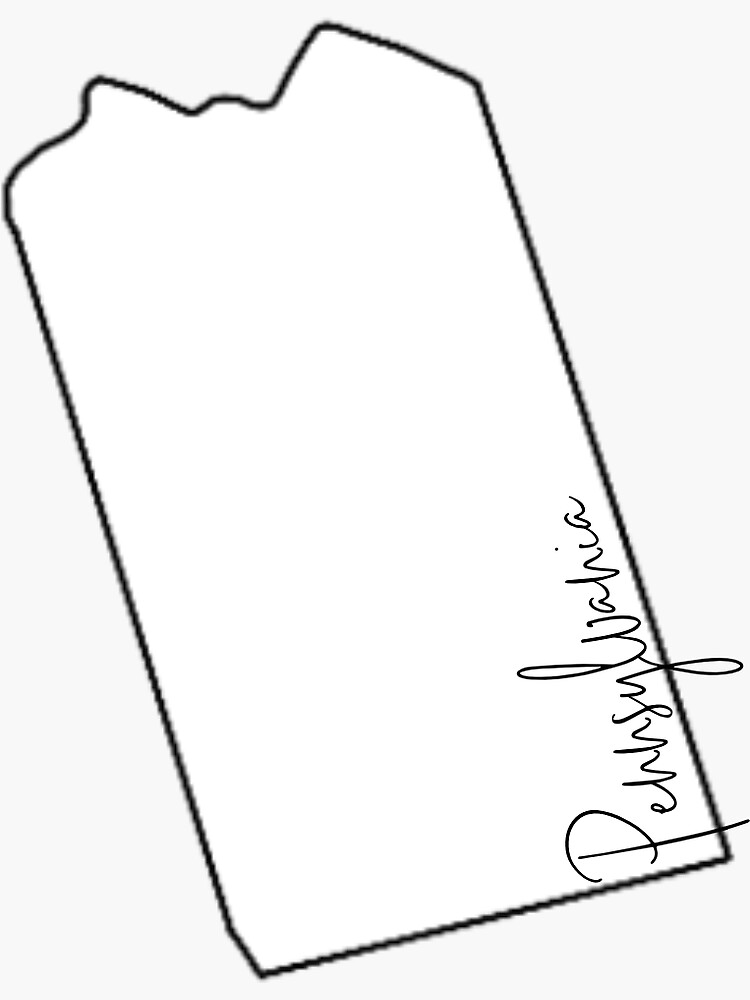 "Pennsylvania Cursive State Outline " Sticker for Sale by cydneyabel ...