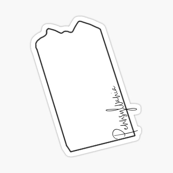 "Pennsylvania Cursive State Outline " Sticker for Sale by cydneyabel ...