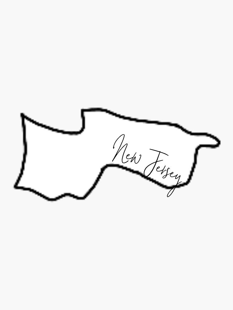 "New Jersey Cursive State Outline " Sticker by cydneyabel | Redbubble