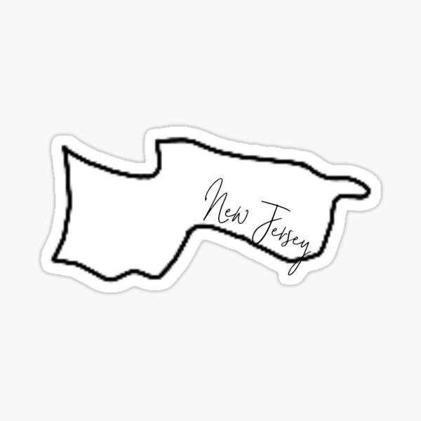 "New Jersey Cursive State Outline " Sticker by cydneyabel | Redbubble