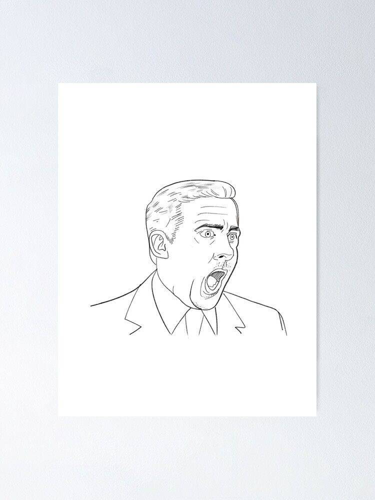 "Michael Scott SHOCKED sketch" Poster for Sale by Cadmium-red | Redbubble
