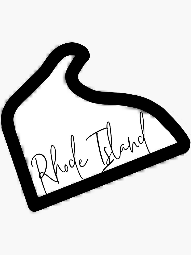 "Rhode Island Cursive State Outline" Sticker by cydneyabel | Redbubble
