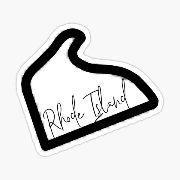 "Rhode Island Cursive State Outline" Sticker by cydneyabel | Redbubble