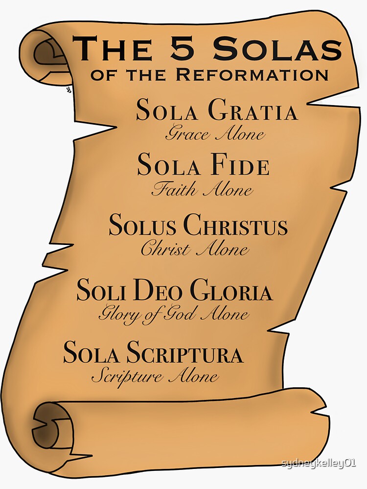 "The 5 Solas" Sticker for Sale by sydneykelley01 | Redbubble