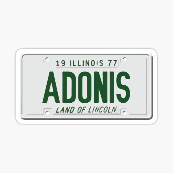 "Adonis Lic Plate" Sticker by HSOC | Redbubble