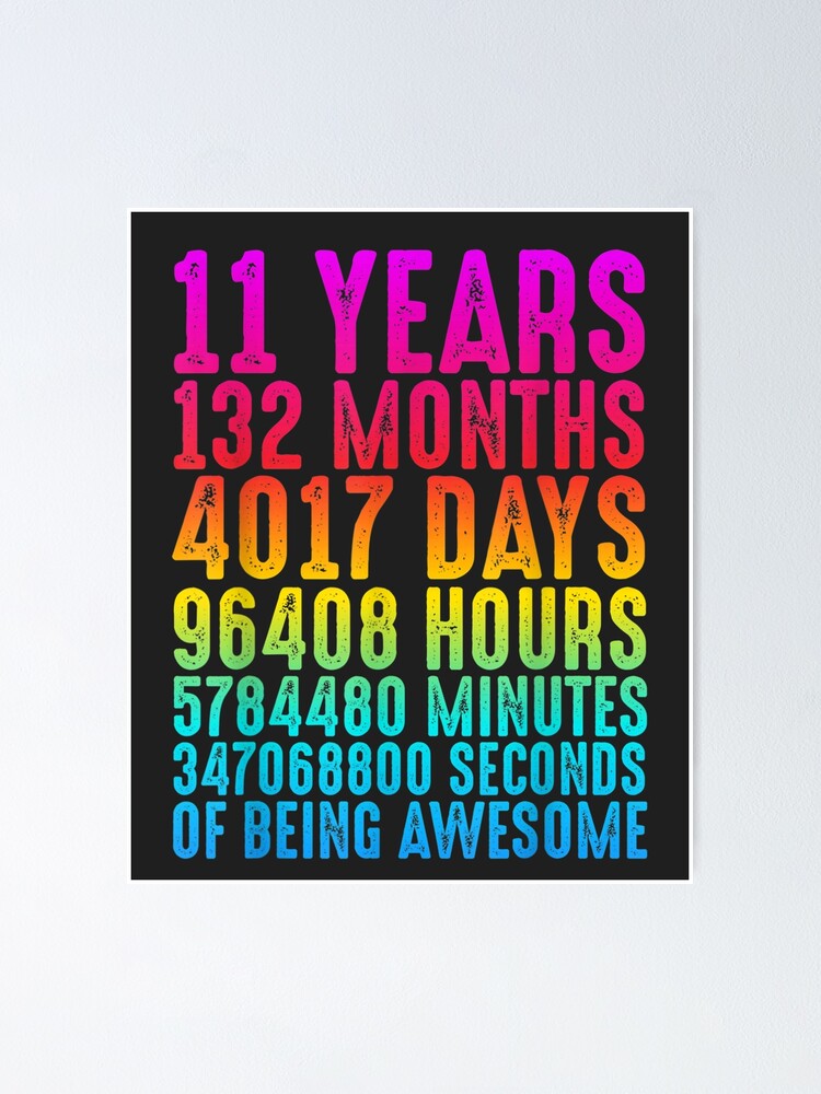 "11 Years Old 11th Birthday Retro Vintage Boys Girls" Poster for Sale ...