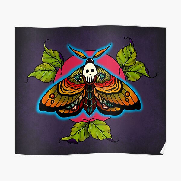 "Old School Moth" Poster by SoulArtLove | Redbubble