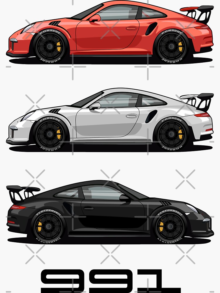 "New Classics 991 GT3 RS Trio" Sticker for Sale by Porsche-P | Redbubble