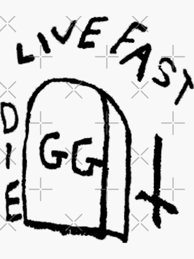 "GG Allin Live Fast Die Tattoo" Sticker for Sale by GuitarManArts ...