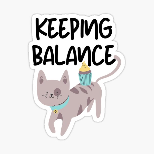 "Keeping Balance Cute Cat" Sticker by razvigod | Redbubble