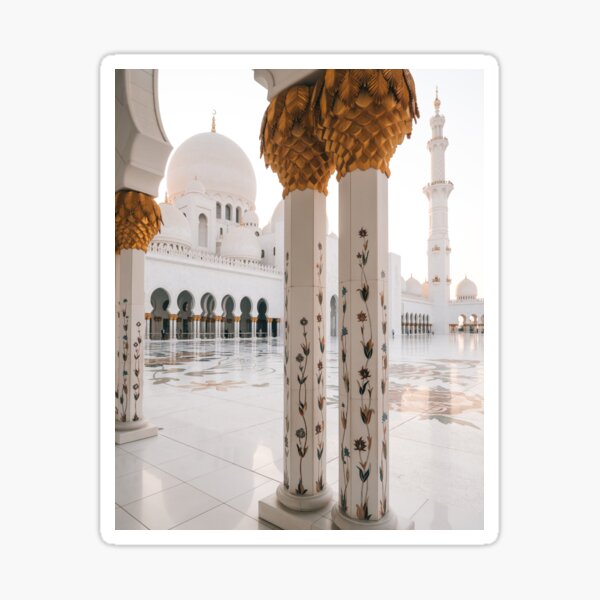 "Sheikh Zayed Mosque in Abu Dhabi just before sunset" Sticker for Sale ...