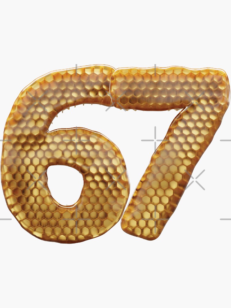 "67 Number 3d Honey Numbers Font" Sticker by HelloFromAja | Redbubble