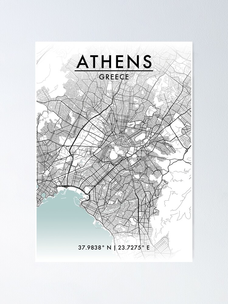 Home & Living Prints Minimalist Black and White Printable Poster Athens ...