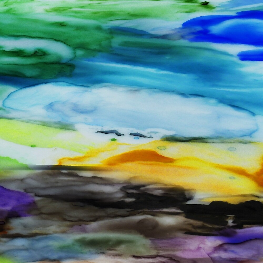 "Peaceful Landscape Abstract Watercolor Painting" by Irina Sztukowski ...
