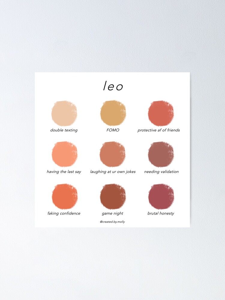 "Leo Color Chart" Poster by createdbymolly | Redbubble