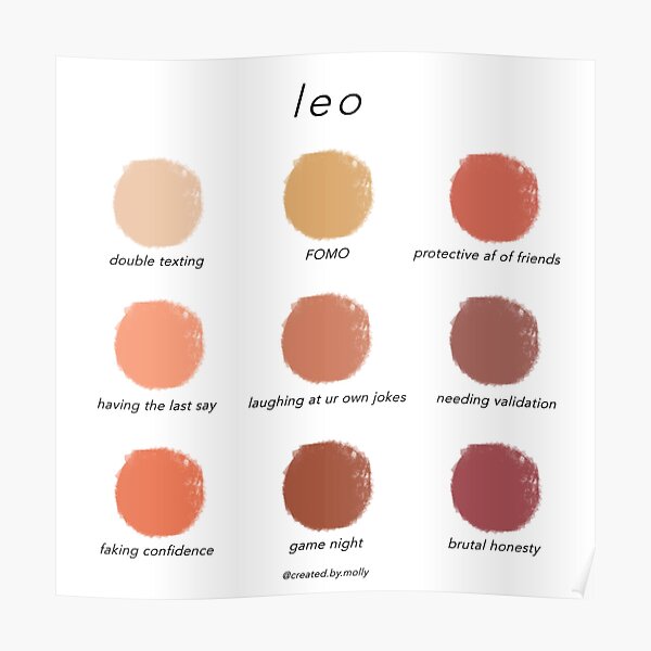 "Leo Color Chart" Poster by createdbymolly | Redbubble