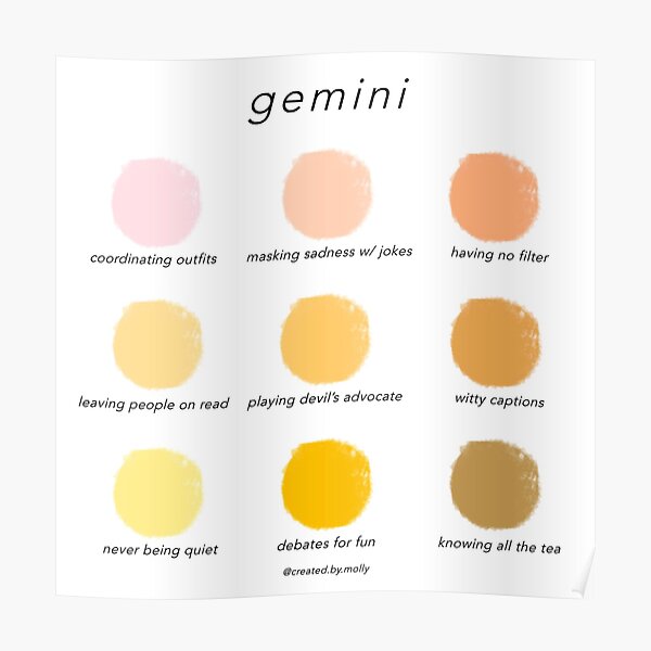 "Gemini Color Chart" Poster for Sale by createdbymolly | Redbubble